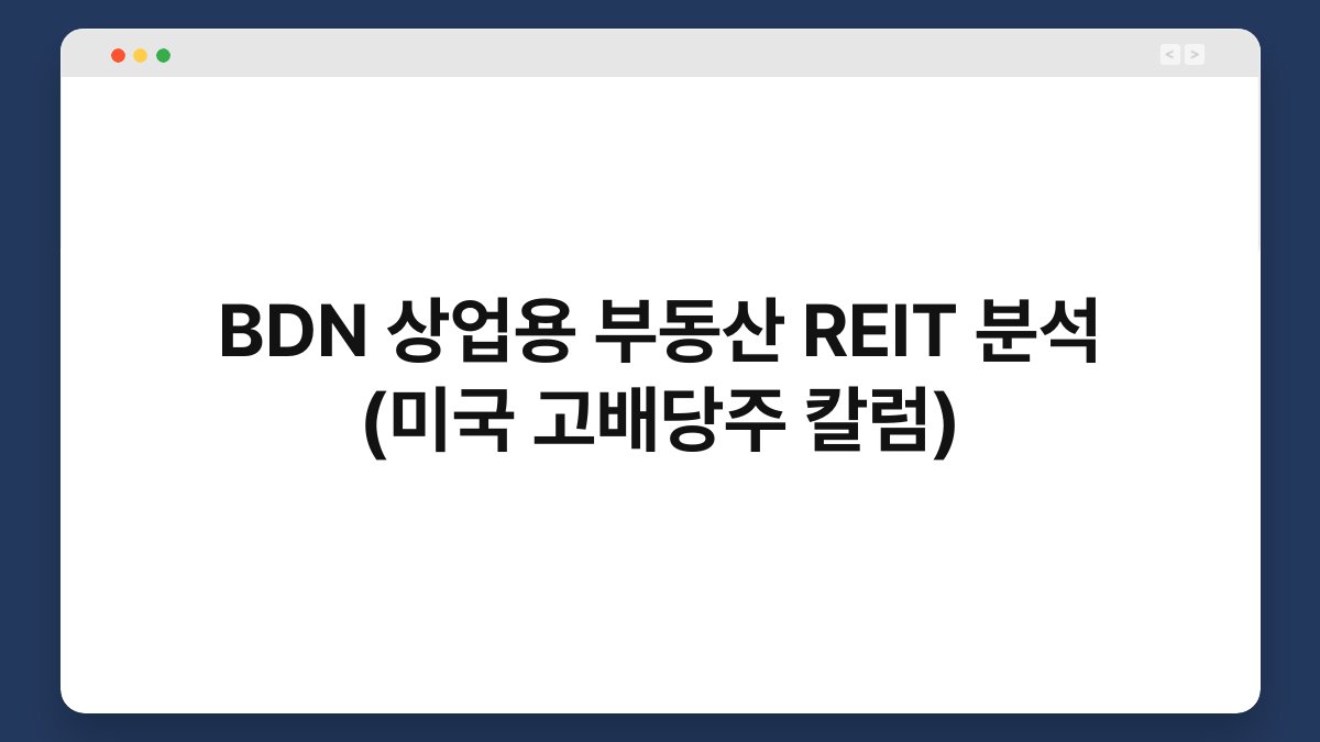 BDN 상업용 부동산 REIT 분석 (미국 고배당주 칼럼) - Many Money